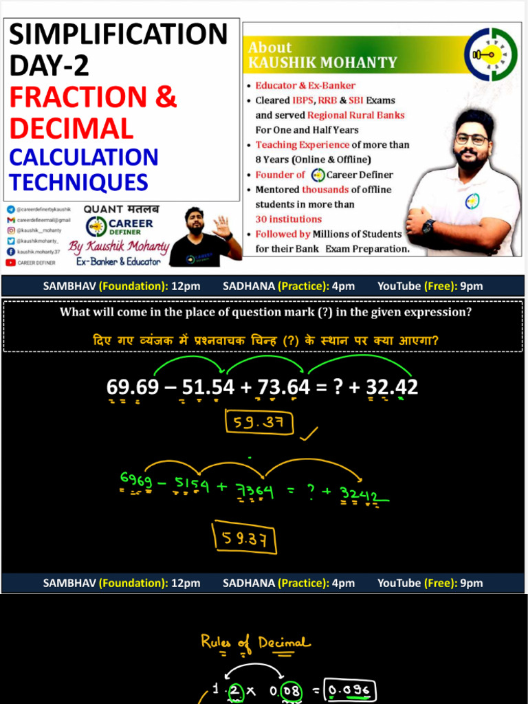 Decimal & Fraction Simplification Techniques (Sol) - 64865811 - 2025 ...