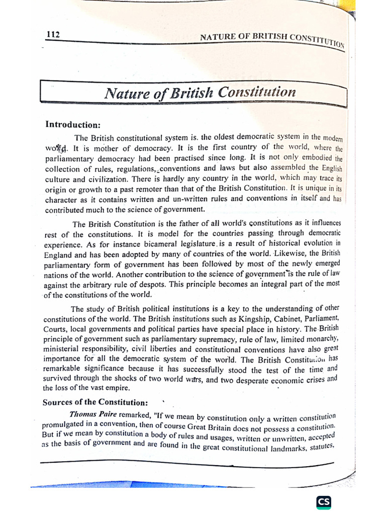 Constitution of UK (Introduction) | PDF
