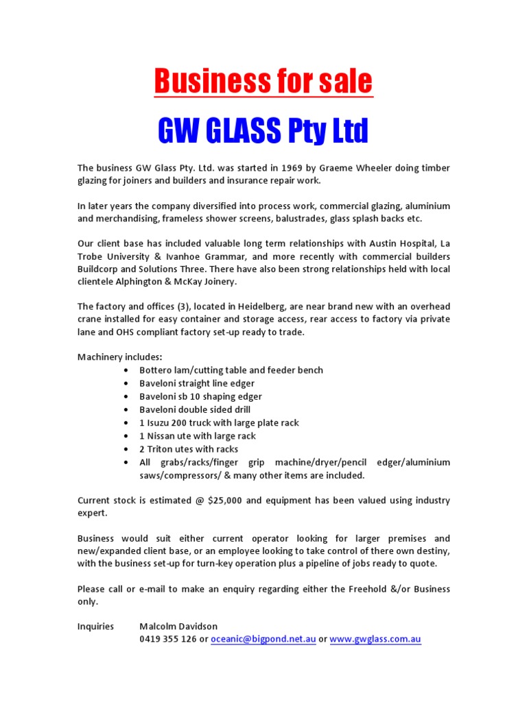GW Glass Sale Flyer | PDF