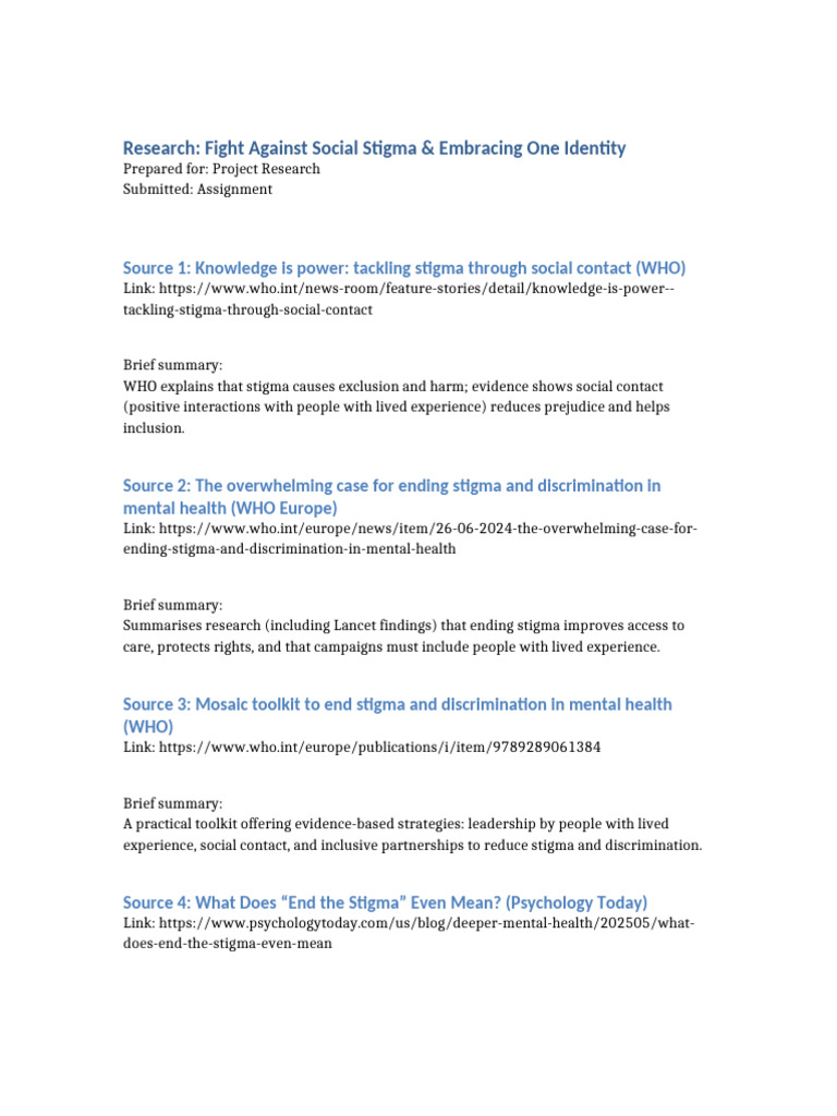 Fight Stigma Embrace Identity Research | PDF | Social Stigma | Mental ...