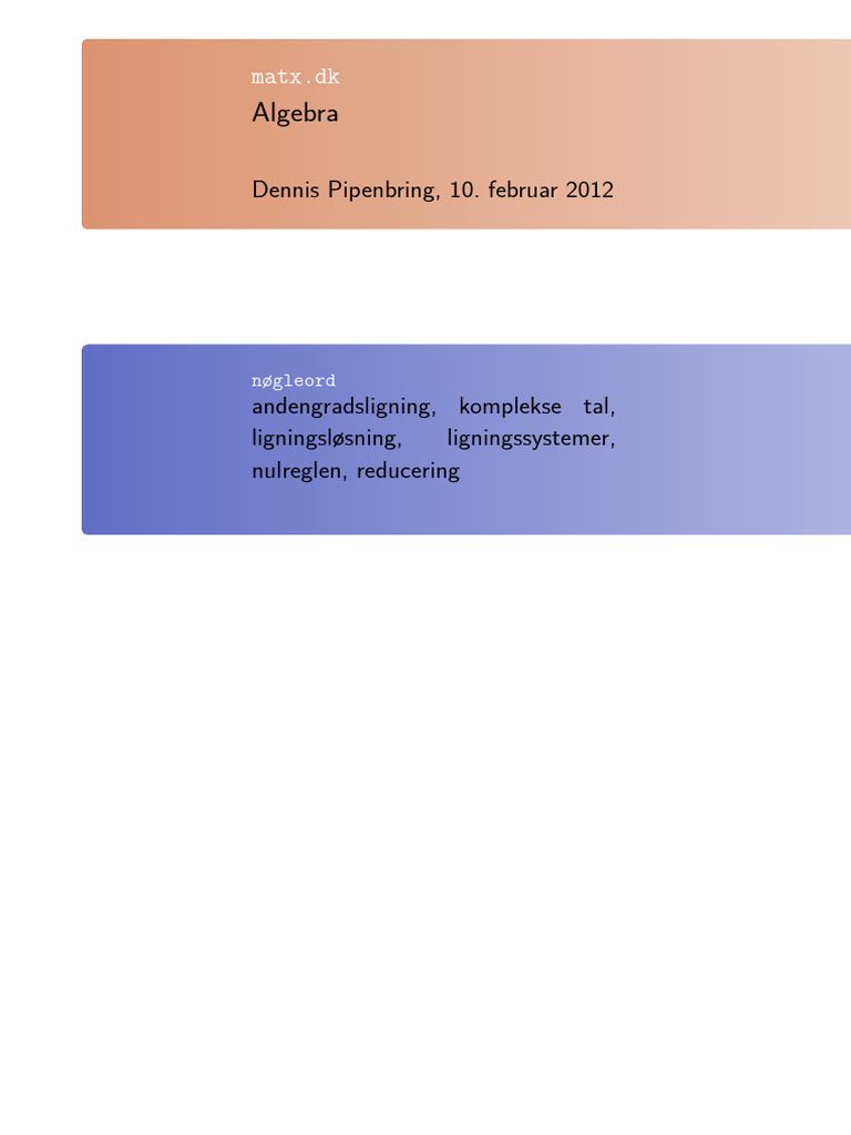 Algebra Fra Matx - DK | PDF