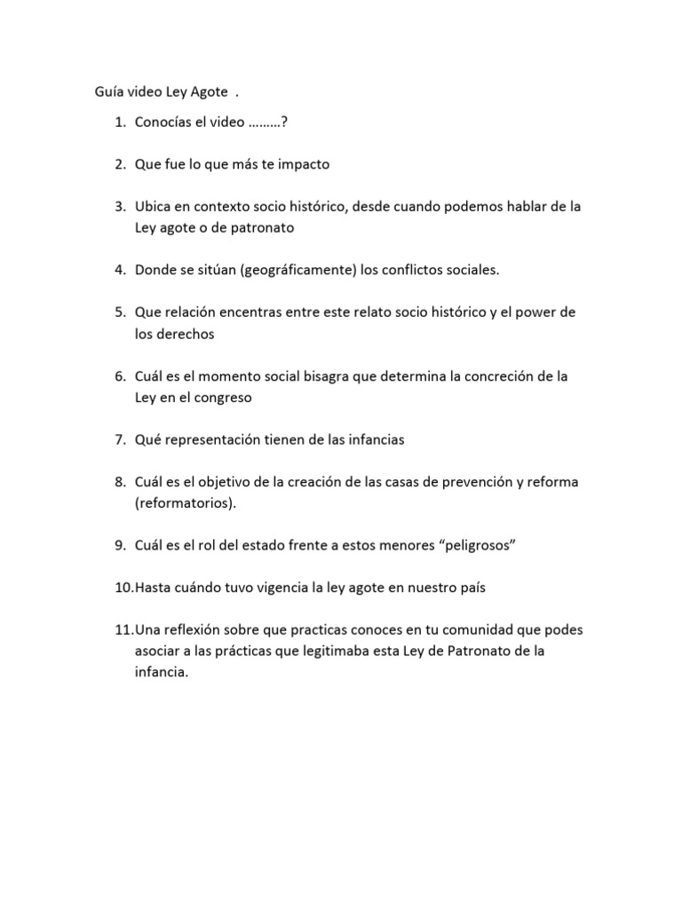 Guía Video Ley Agote | PDF