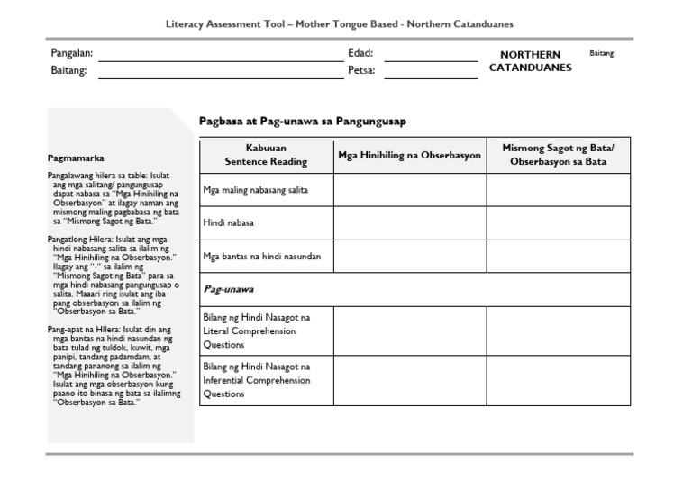 10 LRP FIL B 2 Pagbasa Pagunawa Pangungusap Table2 Edited | PDF