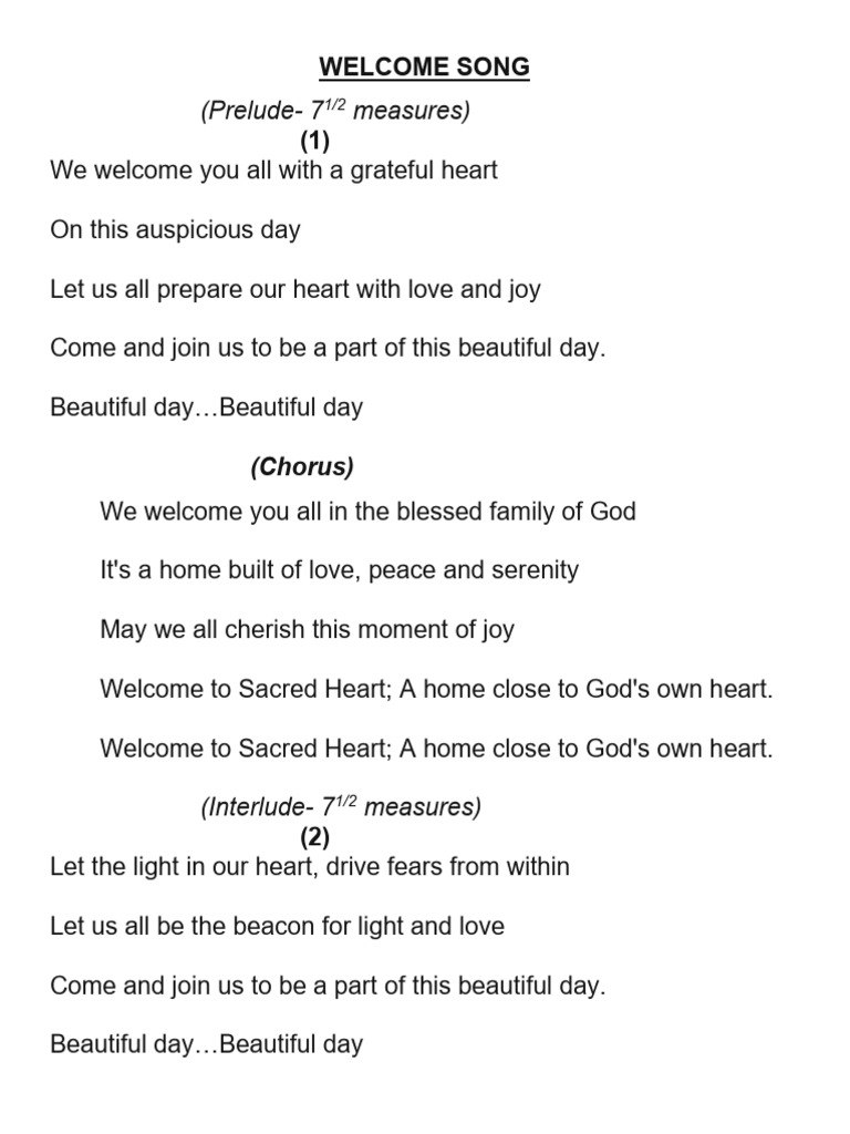 Welcome Song | PDF
