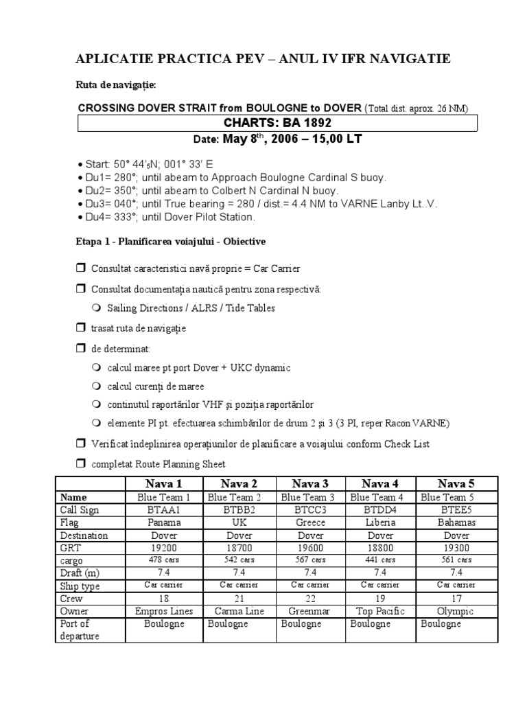 De Trimis Pev 3 - Dover 1 - Tss + Obiective | PDF | Ships | Navigation