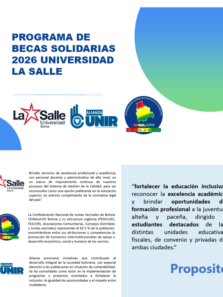 Prog Becas Solidarias CONALJUVE | PDF | Bolivia