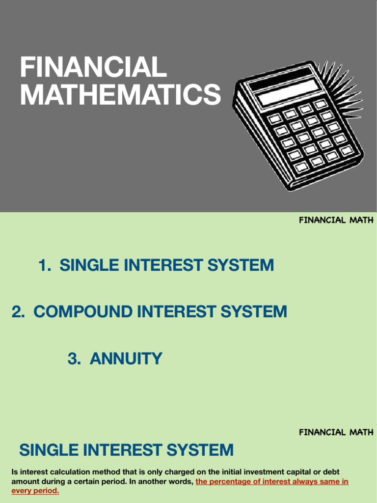 Financial Mathematics: Interest & Annuities | PDF | Interest | Compound ...