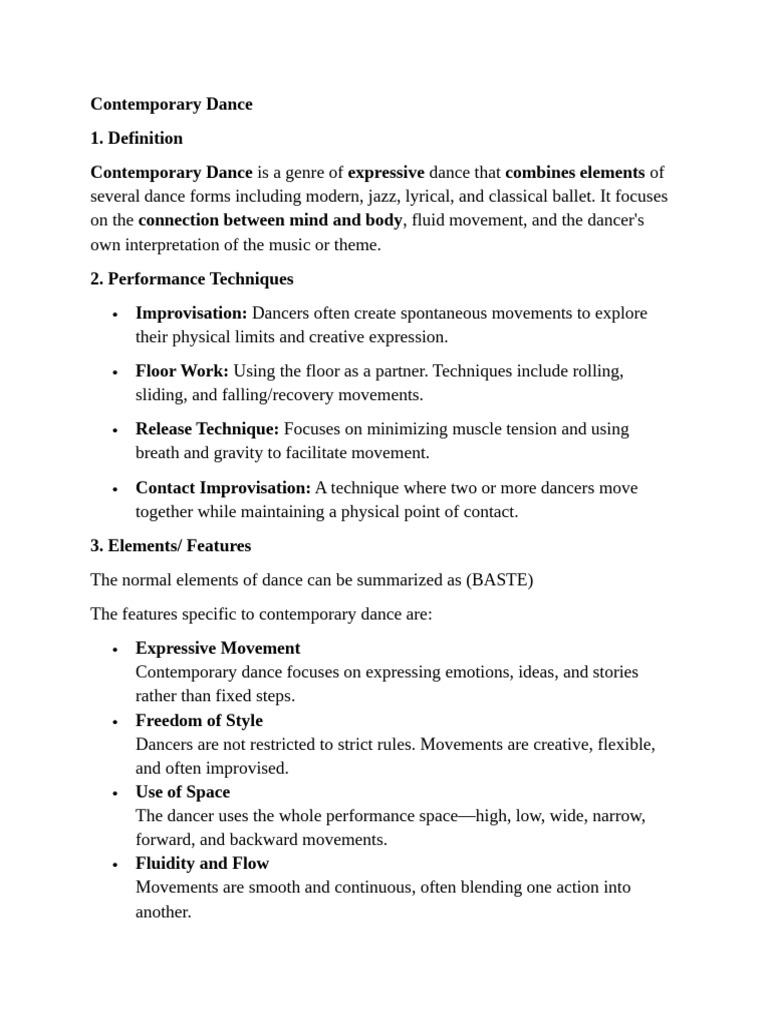 Contemporary Dance | PDF | Dances | Improvisation