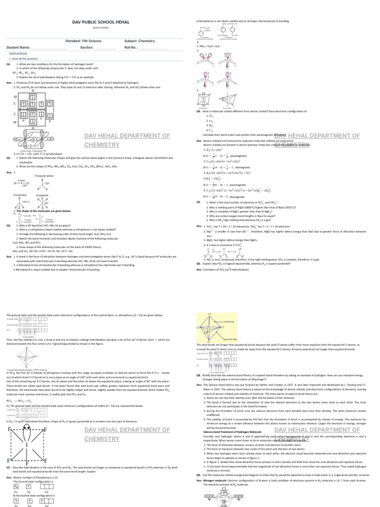 Chemistry Concepts: Bonding and Hybridization | PDF | Chemical Bond ...