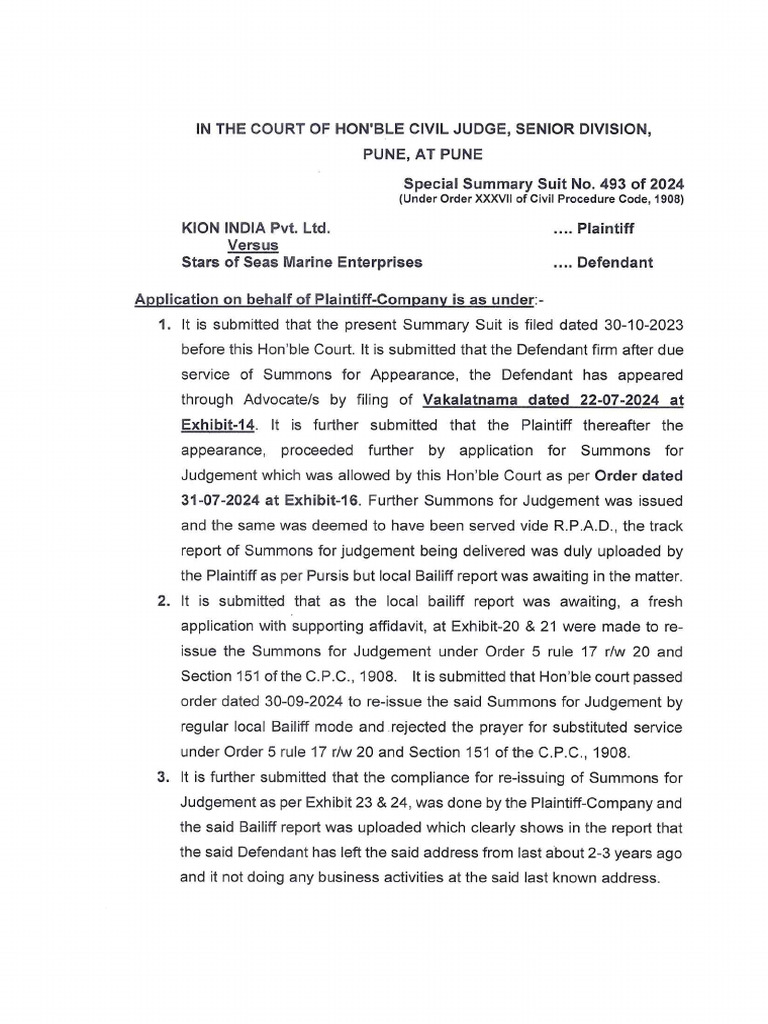 Application For Plaintiff 31.07 | PDF