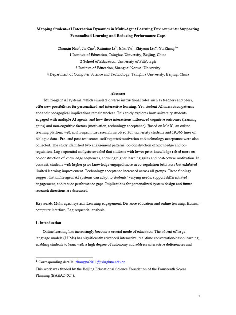 Student-AI Interaction in Learning Environments | PDF | Educational ...