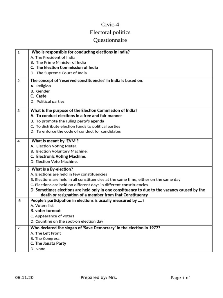 Electoral Politics (Civics) | PDF | Elections | Voting