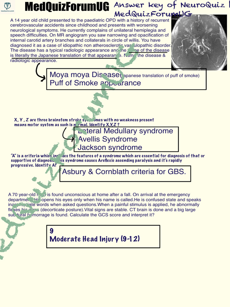 NeuroQuiz Final Answer Key | PDF | Peripheral Neuropathy | Stroke