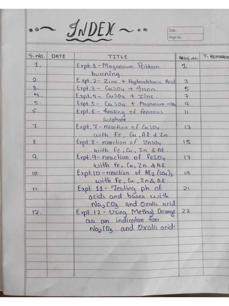Chemistry Lab Practical Class10. | PDF