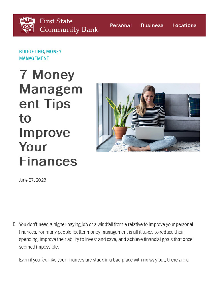 Improve Your Finances With 7 Money Management Tips | PDF