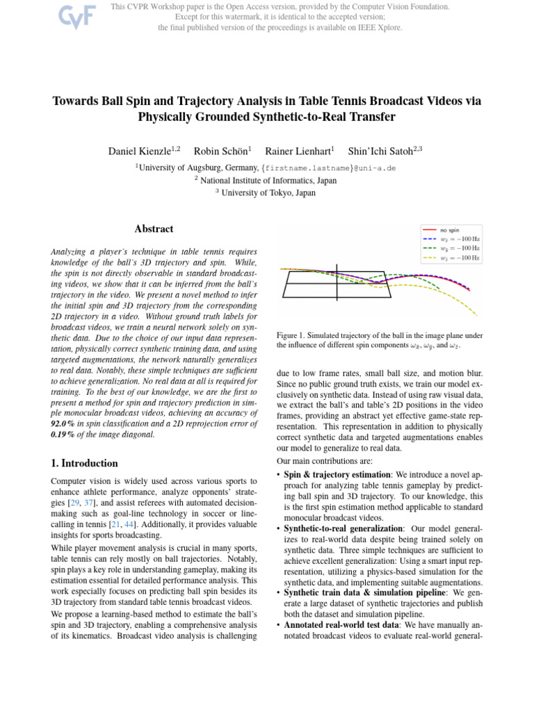 Kienzle Towards Ball Spin and Trajectory Analysis in Table Tennis ...