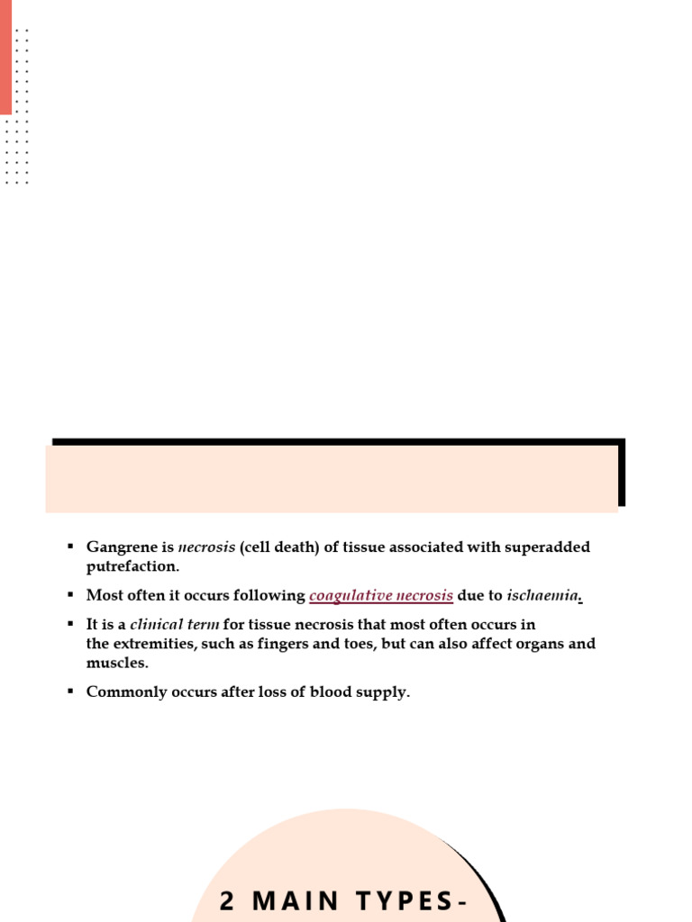 Gangrene Types, Causes, and Pathology | PDF | Necrosis | Calcium