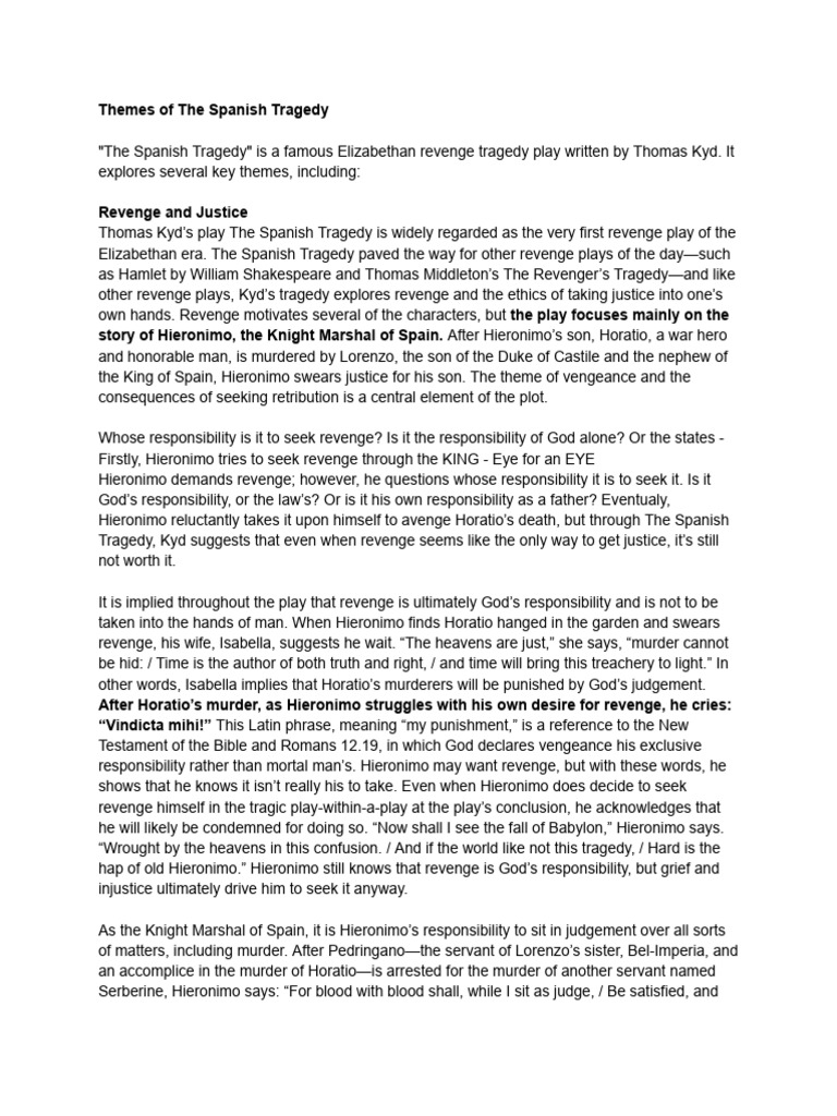 Themes in The Spanish Tragedy | PDF