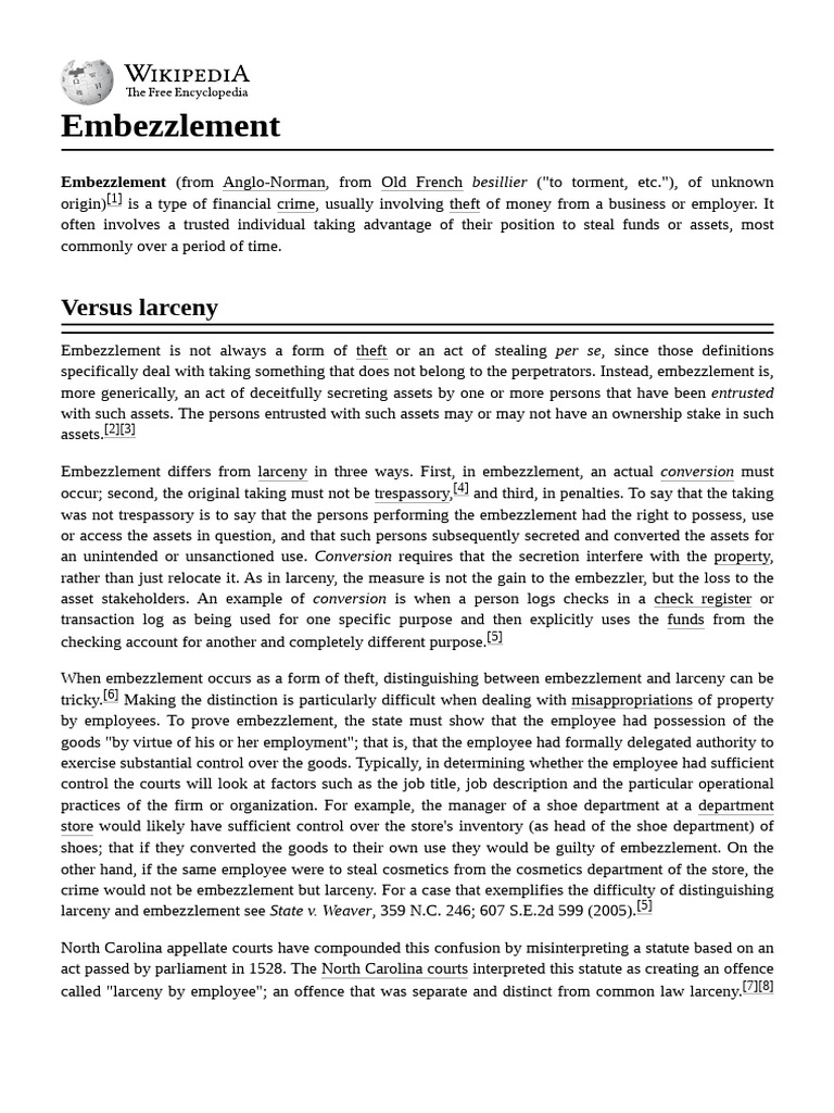 Embezzlement | PDF | Embezzlement | Crimes