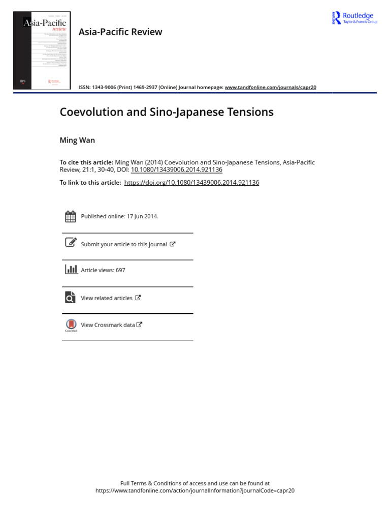 Coevolution and Sino-Japanese Tensions | PDF | East Asia | China