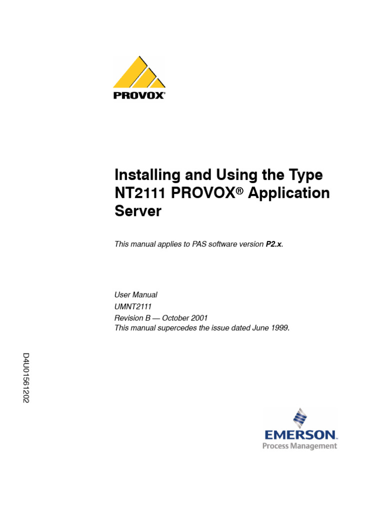 Installing and Using The Type Nt2111 Provox Application Server | PDF ...