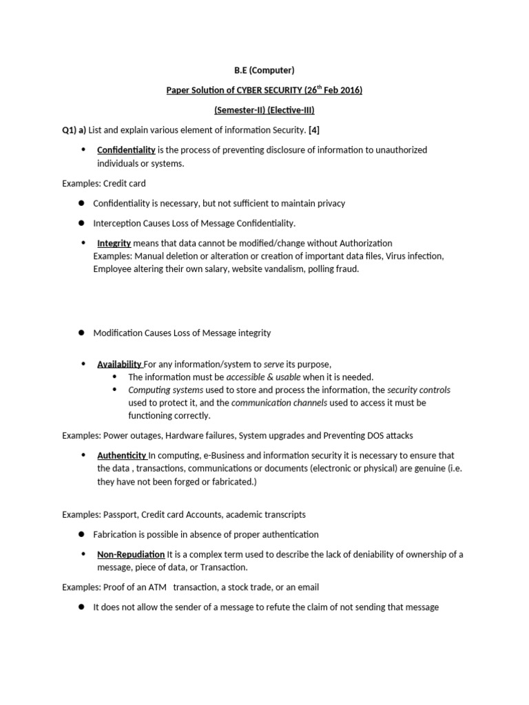 Paper Solution Cs | PDF | Information Security | Security