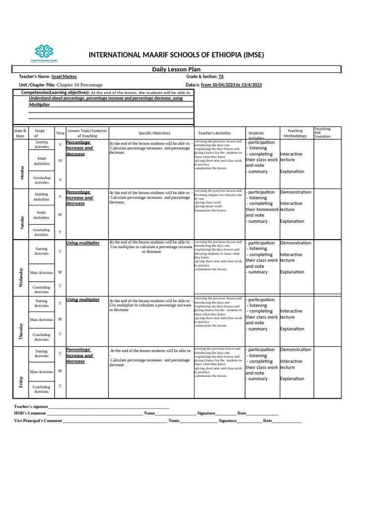 Lesson Plan g7 13 | PDF | Lesson Plan | Learning