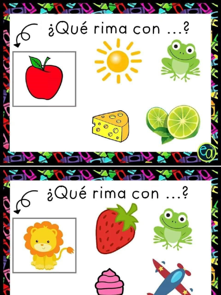 Fichas Que Rima con por Materiales Educativos Maestras | PDF
