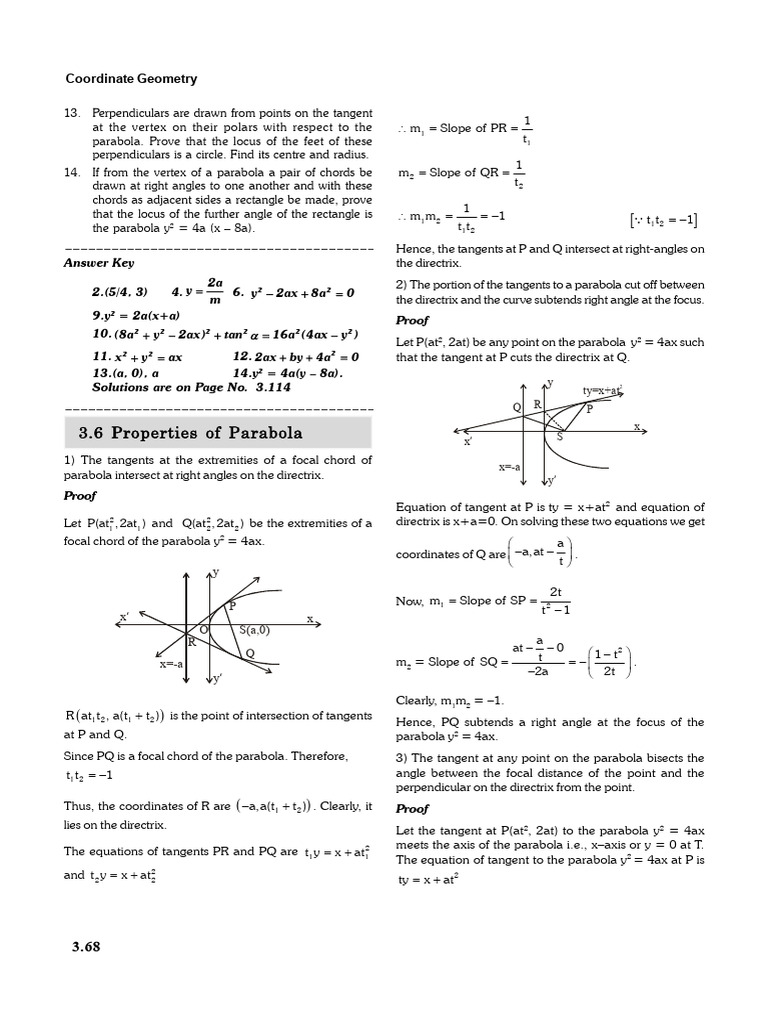 Locus and Properties of Parabolas | PDF | Perpendicular | Circle