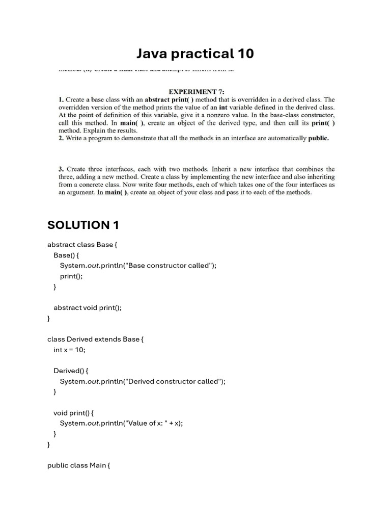 Java Abstract Classes and Interfaces Examples | PDF