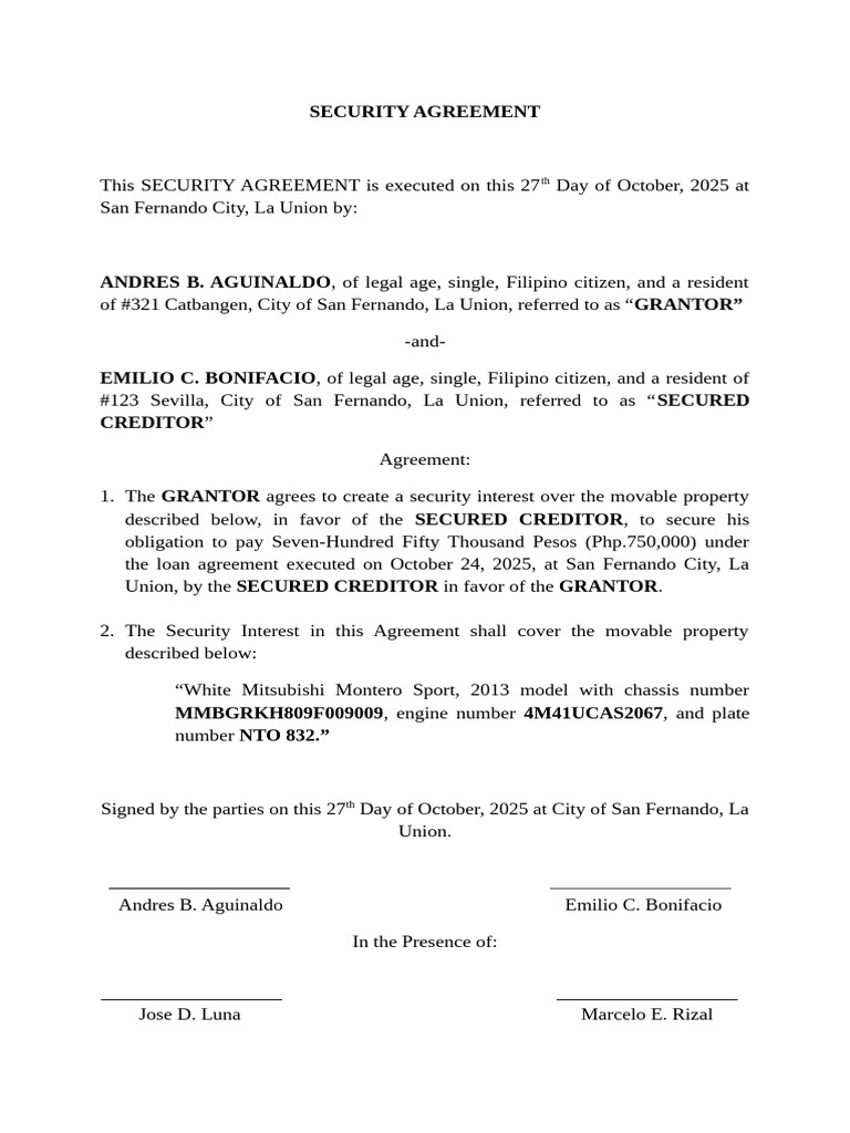 Security Agreement Ppsa | PDF | Philippines