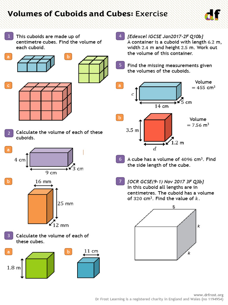Volume Calculations for Cuboids and Cubes | PDF | Volume | Length