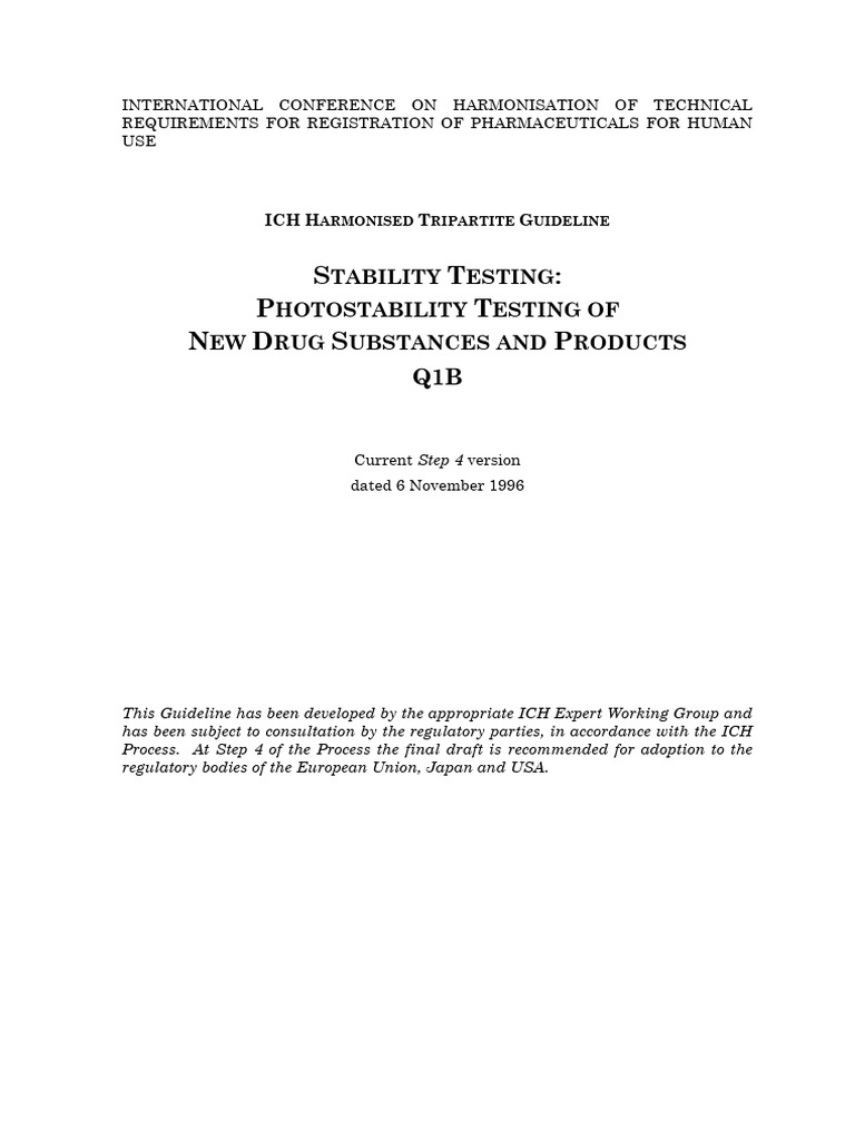 Q1B Guideline (Sun-test) | PDF | Ultraviolet | Electromagnetic Radiation
