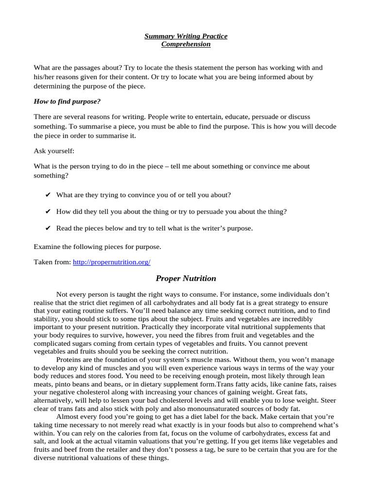 Summary Writing and Purpose Analysis | PDF | Original Sin | Fat