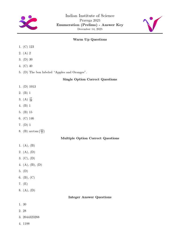 Pravega 2025 Answer Key - Prelims | PDF