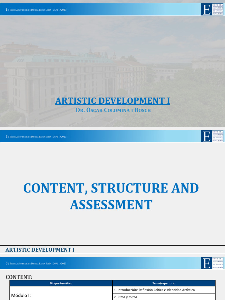 Artist Dev I - Presentation of Subject Students 2023-24 | PDF