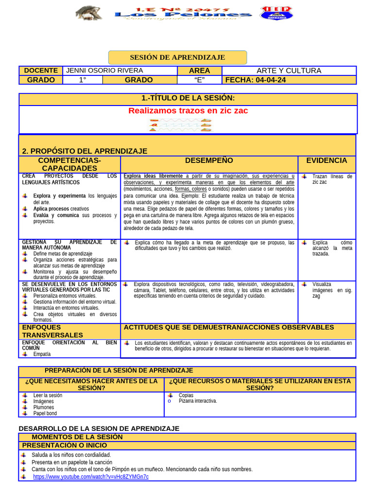 ARTE Y CULTURA Realizamos trazos en zig zag | PDF | Aprendizaje | Creatividad