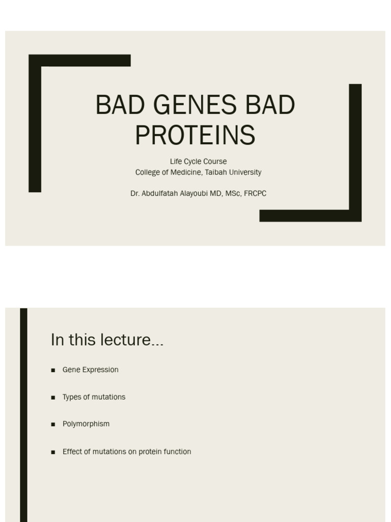 Bad Genes Bad Proteins - LC - Alayoubi | PDF | Messenger Rna | Genetic Code