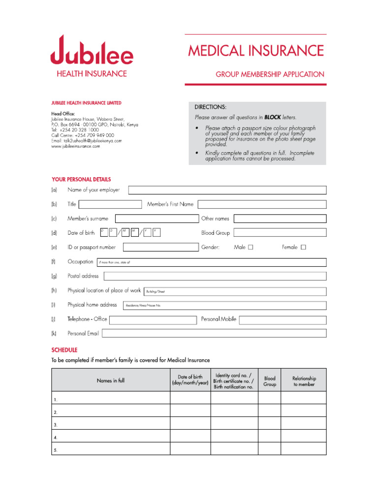 Jubiliee - Corporate Medical Application | PDF