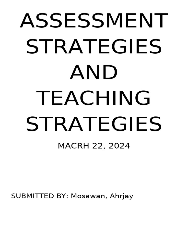 Effective Teaching and Assessment Strategies | PDF | Learning ...