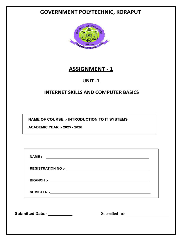 Assignment 1 Front Page | PDF