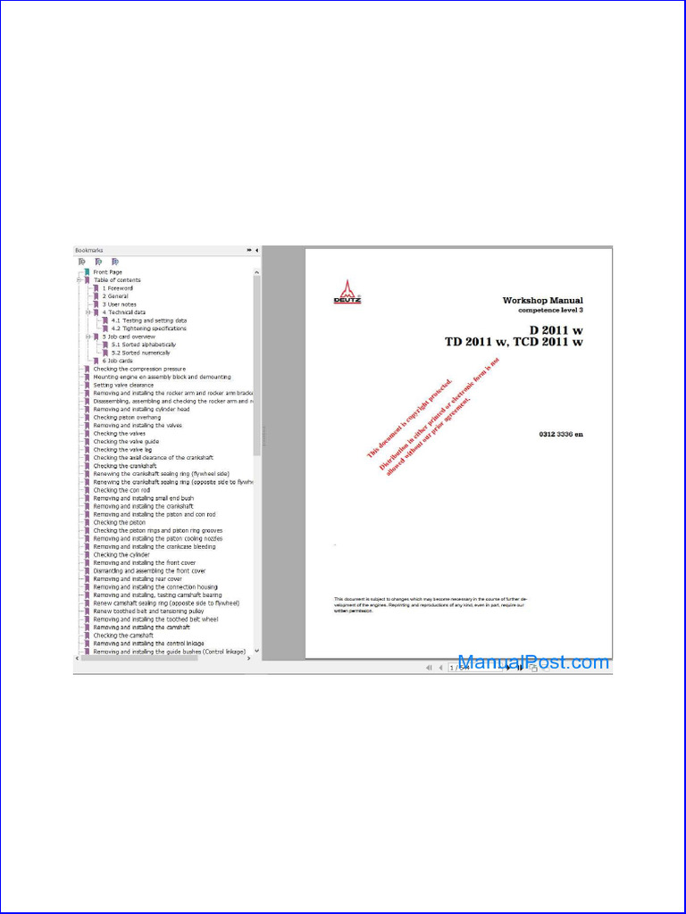 Claas Scorpion Telehandler Engine Deutz d2011w Td2011w Tcd2011w en ...