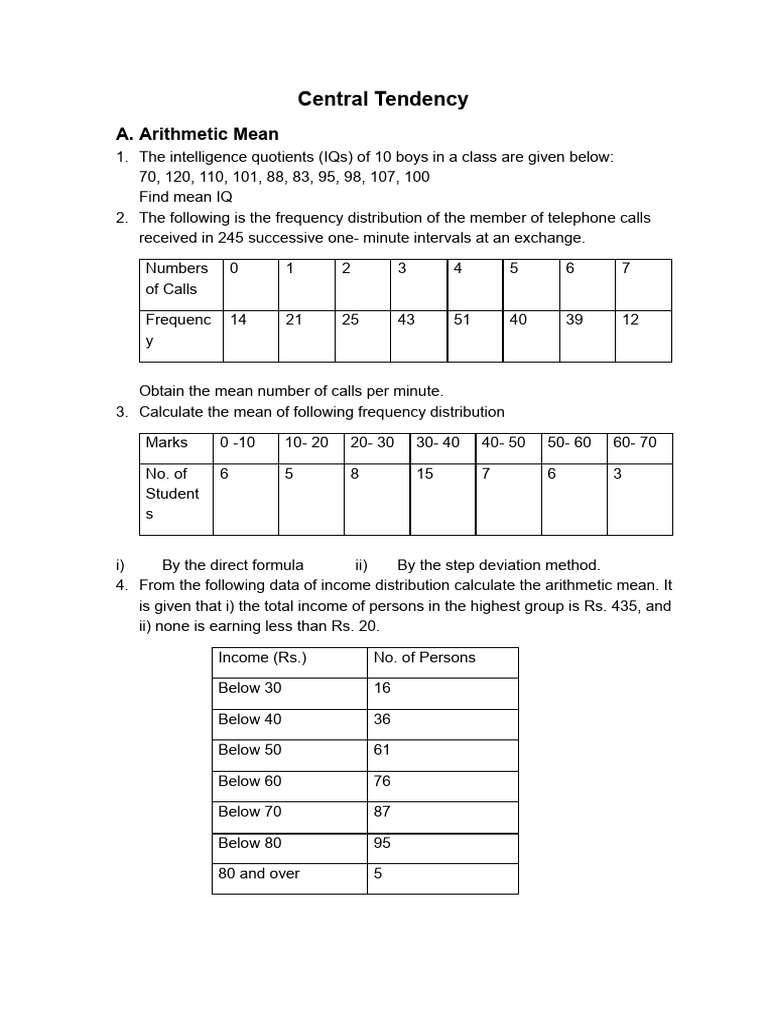 Calculating Arithmetic Mean Examples | PDF | Mean | Arithmetic Mean