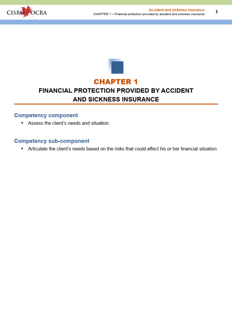 Chapter 1 Financial Protection Provided by Accident and Sickness ...