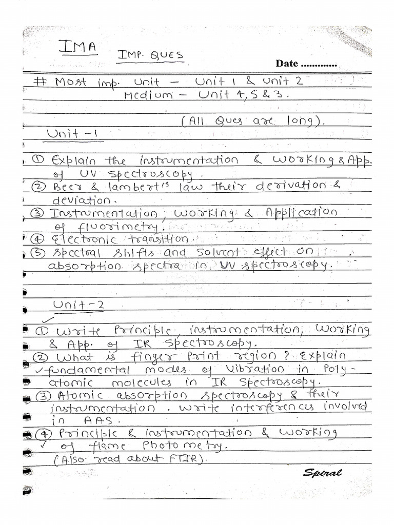 IMA Imp Questions | PDF