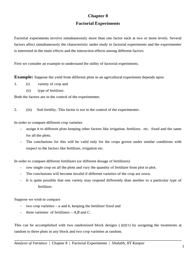 Chapter8 Factorial Experiment | PDF | Degrees Of Freedom (Statistics ...