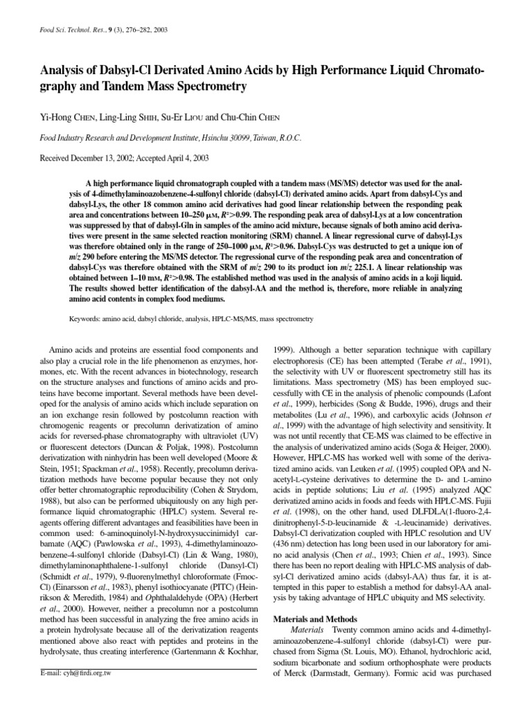 CHEN Et Al. - 2003 - Analysis of Dabsyl-Cl Derivated Amino Acids by ...