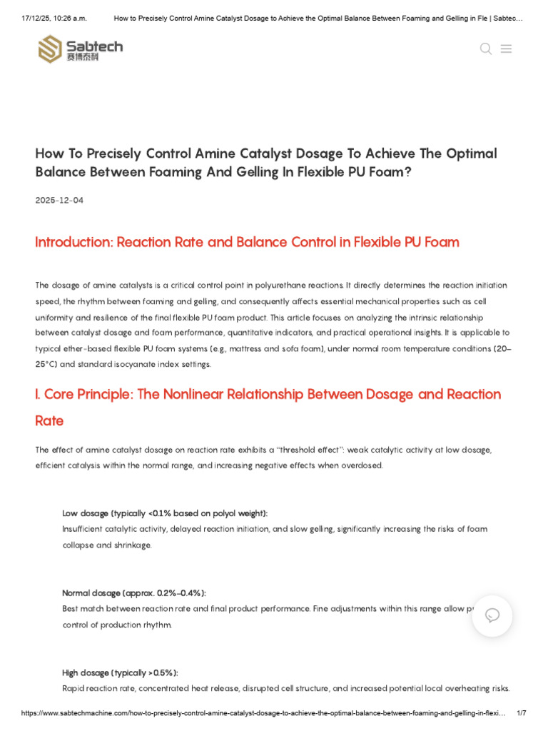 How to Precisely Control Amine Catalyst Dosage to Achieve the Optimal ...