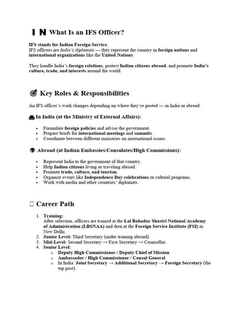 Understanding the Role of IFS Officers | PDF | Cost Of Living ...
