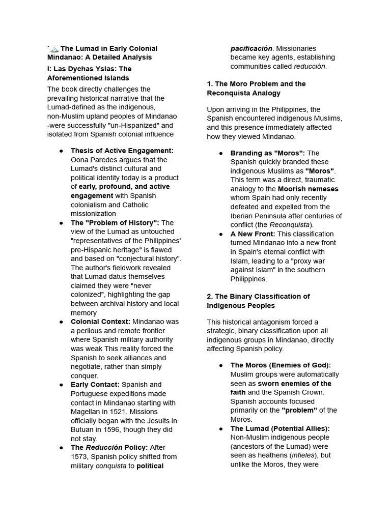 The Lumad in Early Colonial Mindanao a Detailed Analysis | PDF ...